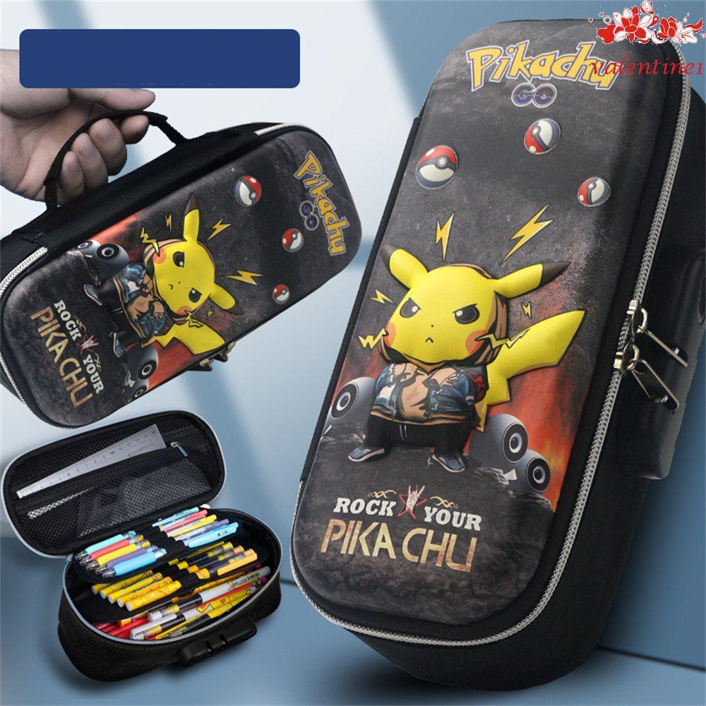 VALENTINE1 Pencil Box Birthday Gift Cute Pikachu Pokemon Student Large ...