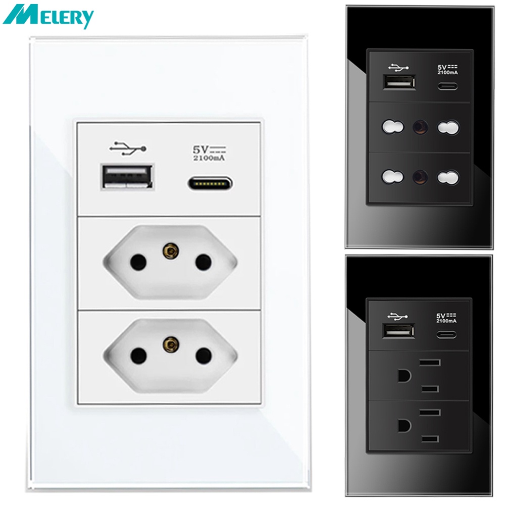 Melery Smart Home 20A Brazil US Italy Chile Plug Wall Sockets USB Type ...