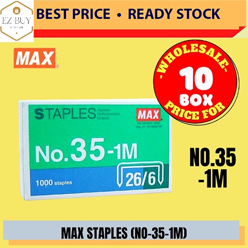 MAX STAPLES NO.35-1M(10 Boxes) / Bullet Stapler / Ubat Stapler / HD-35L ...