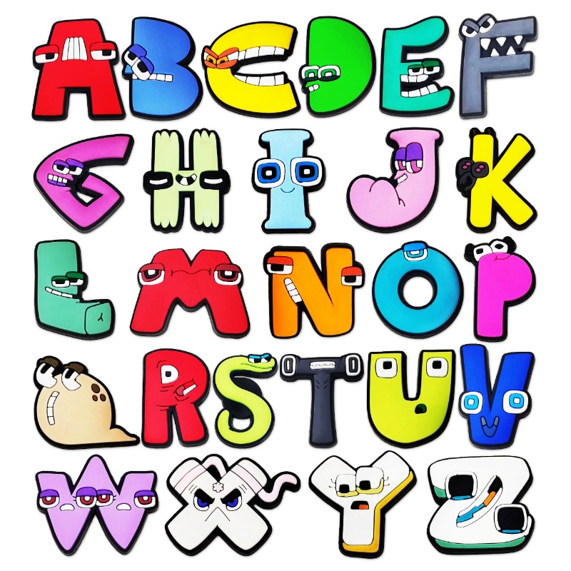 Cartoon Alphabet Lore Jibbits for Croc Letters Jibitz Charm Color ...