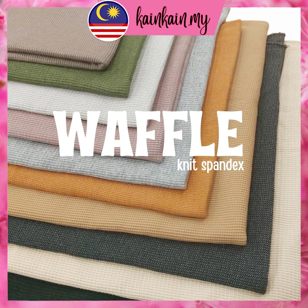 🌸 Kain Knit Cotton Fabric Waffle Plain Solid Melange | Shopee Malaysia