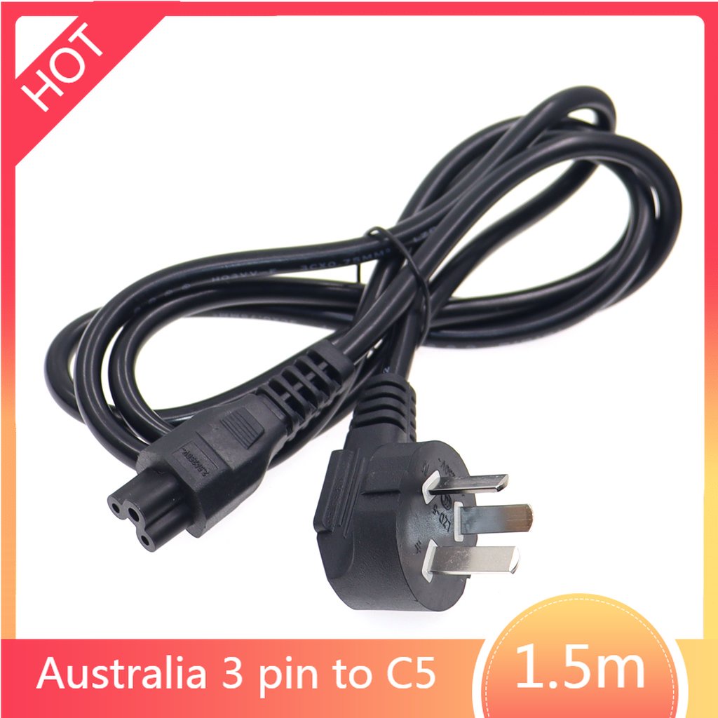 Australia AU To C5 Power Cable Type I Flat 3 Prong Angel 90 Dergee ...
