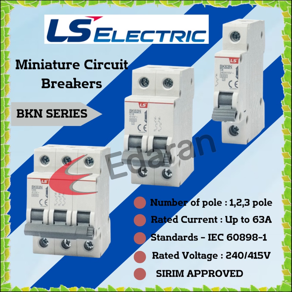 LS 1 POLE (6KA) MCB 6A , 10A , 16A, 20A AND 32A MINIATURE CIRCUIT BREAKER (SIRIM APPROVED MODEL ...
