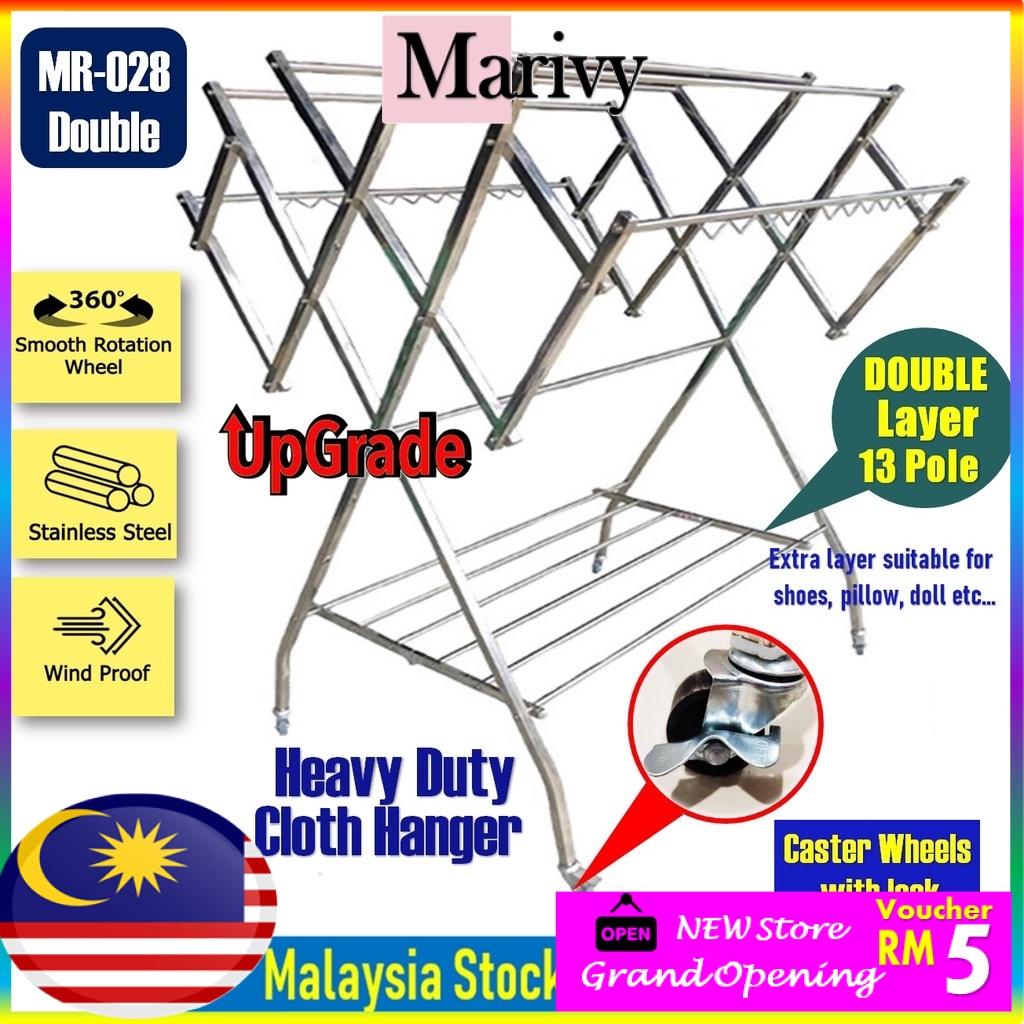 Foldable Mobility Stainless Steel Clothes Hanger(W Type 11bar) Clothing ...