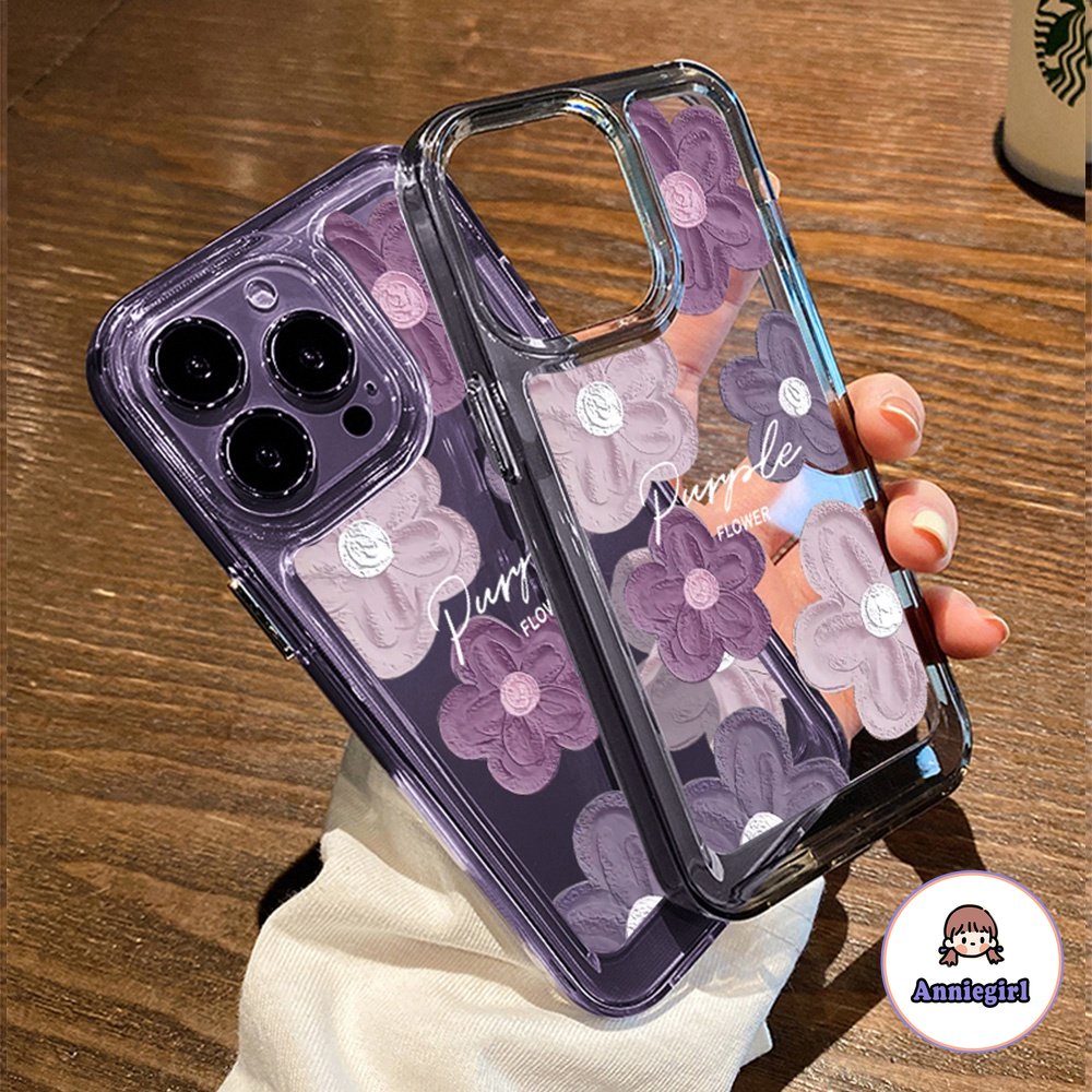 Clear Crystal Purple Flower Phone Case Compatible for iPhone 15 14 11 ...