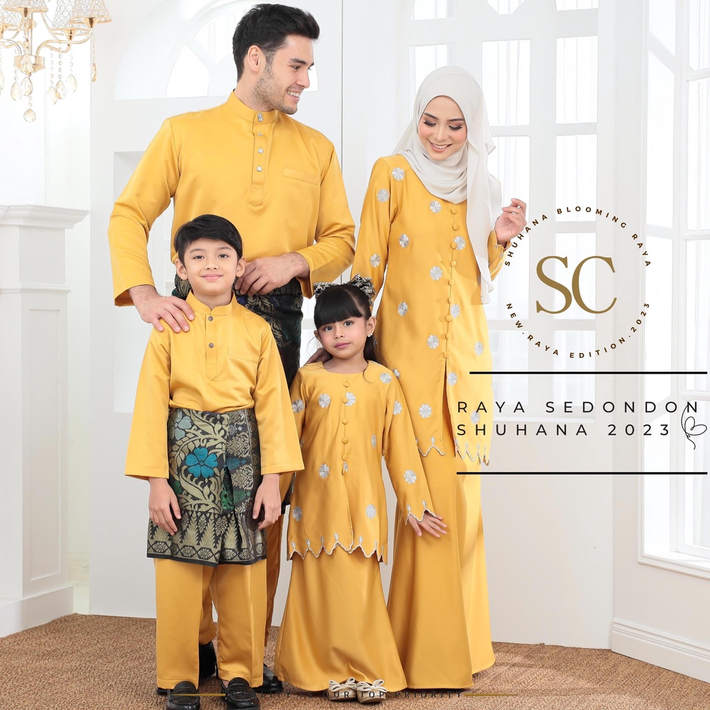 Baju Raya 2023 Sedondon Hana Suri Kebarung Baju Kurung Moden Set Family ...