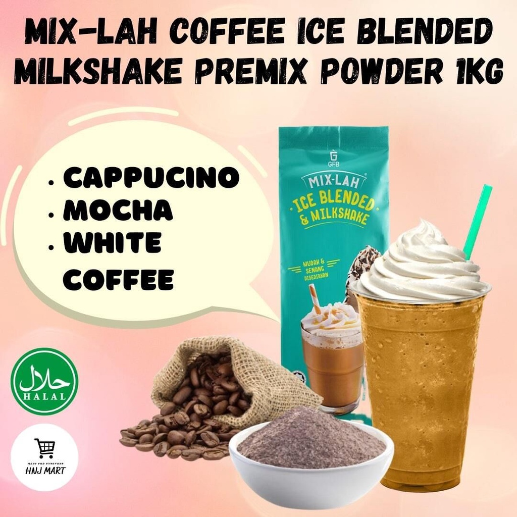 HALAL MIX-LAH Coffee Ice Blended Milkshake Premix Powder 1kg | Ice ...