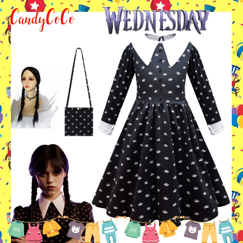 【Full Set】Wednesday The Addams Family Halloween party Cosplay Costume ...