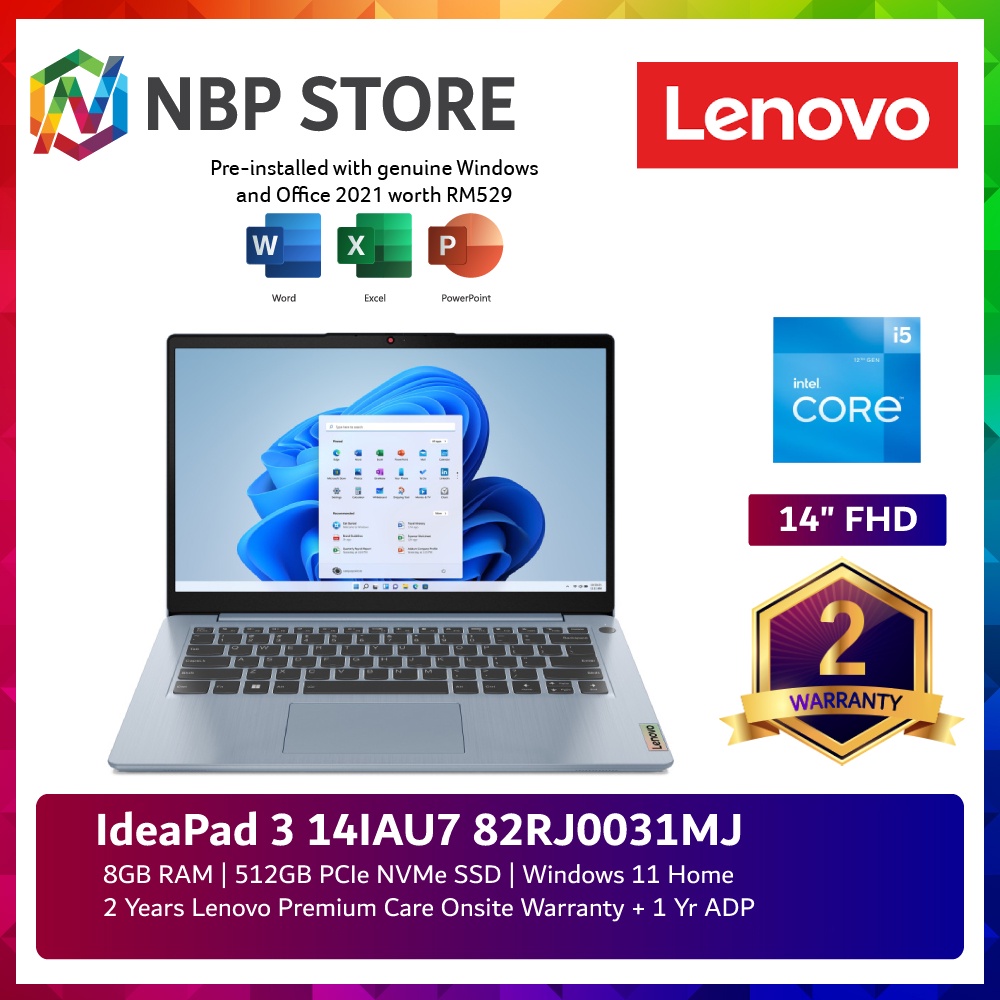 Lenovo IdeaPad 3 14IAU7 82RJ0031MJ 14'' FHD Laptop Misty Blue ( I5 ...