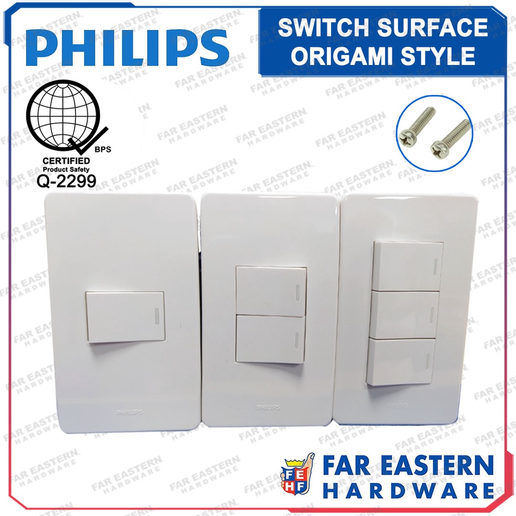 PHILIPS Switch Surface Origami Style Electrical Switches 1 | 2 | 3 Gang ...