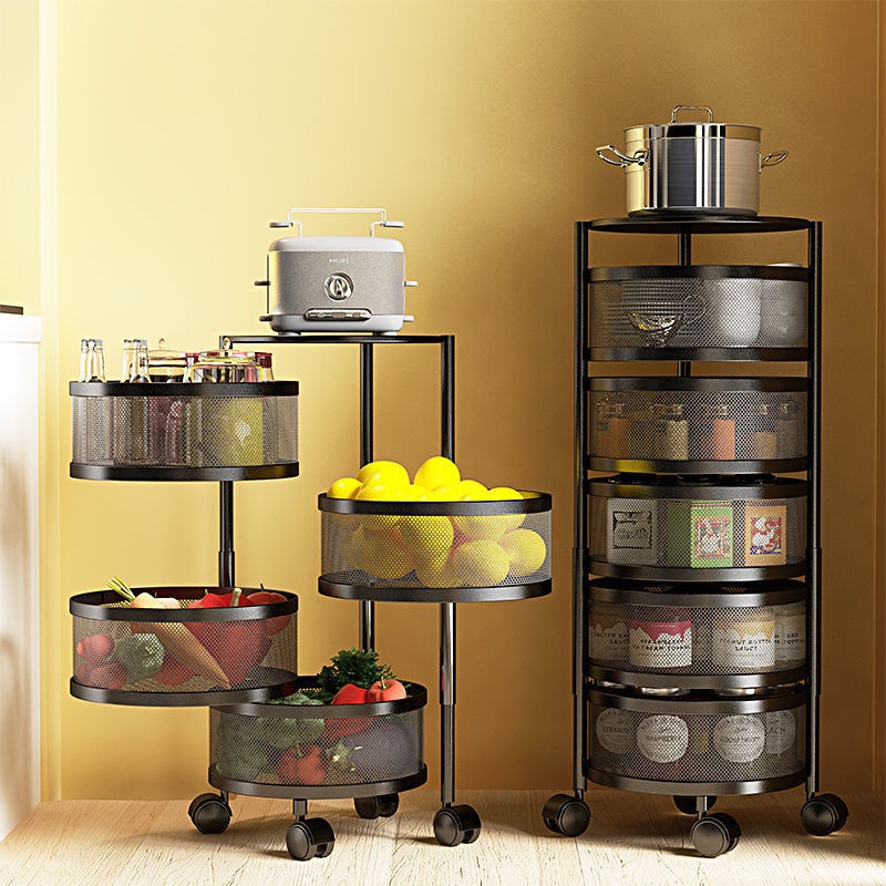 Multi Layer Rotating Kitchen Vegetable Fruit Storage Rack Cooker Pot ...