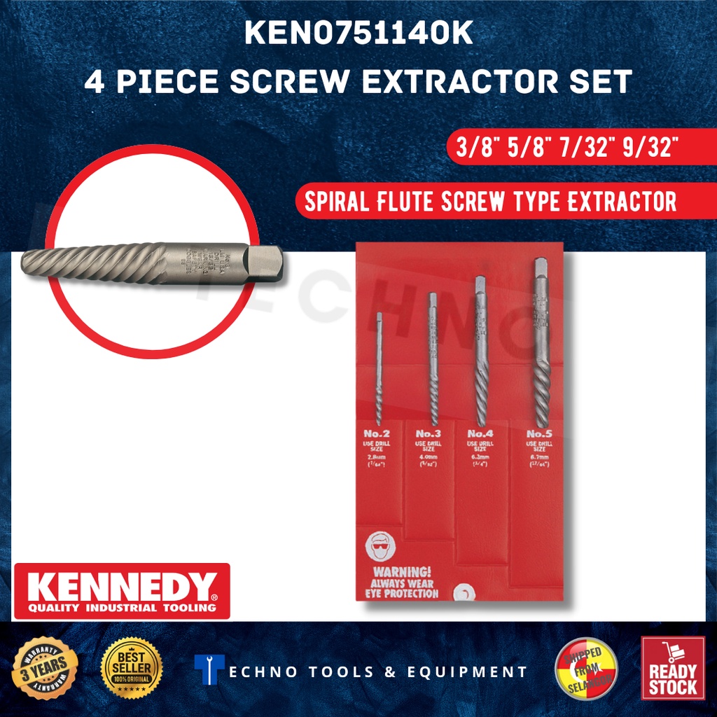 KENNEDY KEN0751140K 4PCE SCREW EXTRACTOR SET - 100& New & Original ...