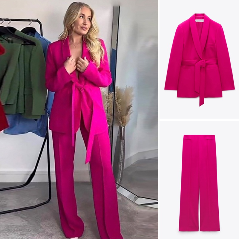 Blazers 2023 Spring New Style with Belt Dress Collar Blazer+Drape ...