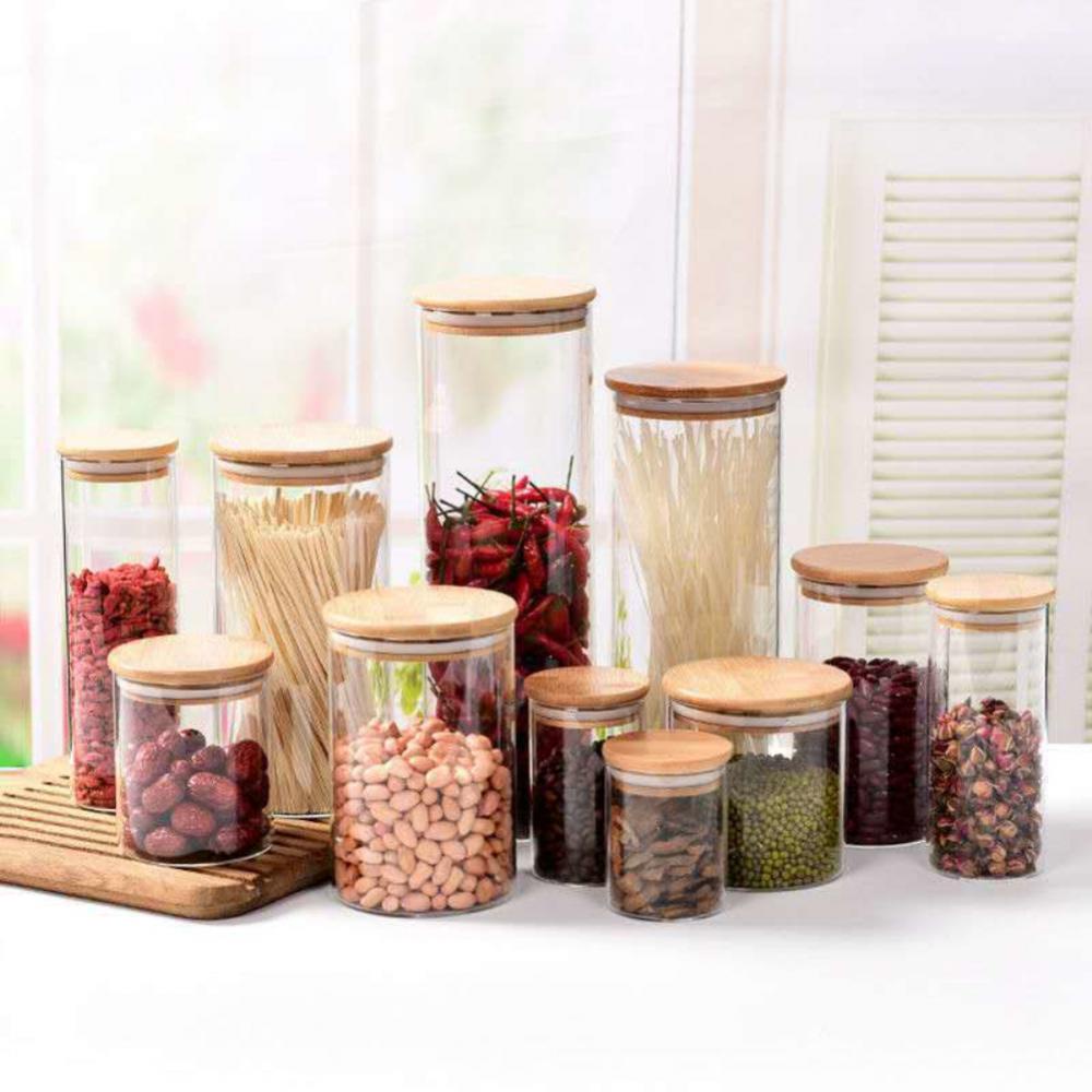 Kitchen Storage Tank Glass Jar Coffee Seasoning Food Container Airtight ...