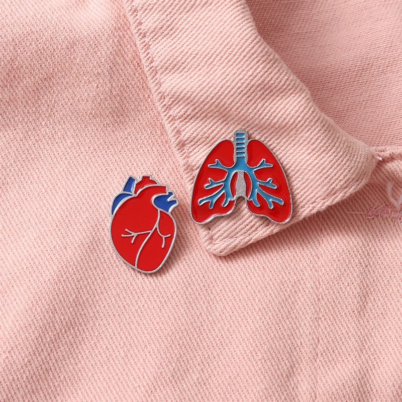 Creative Red Lung Organ Heart Enamel Pins Nurse Doctor Brooch Badges ...
