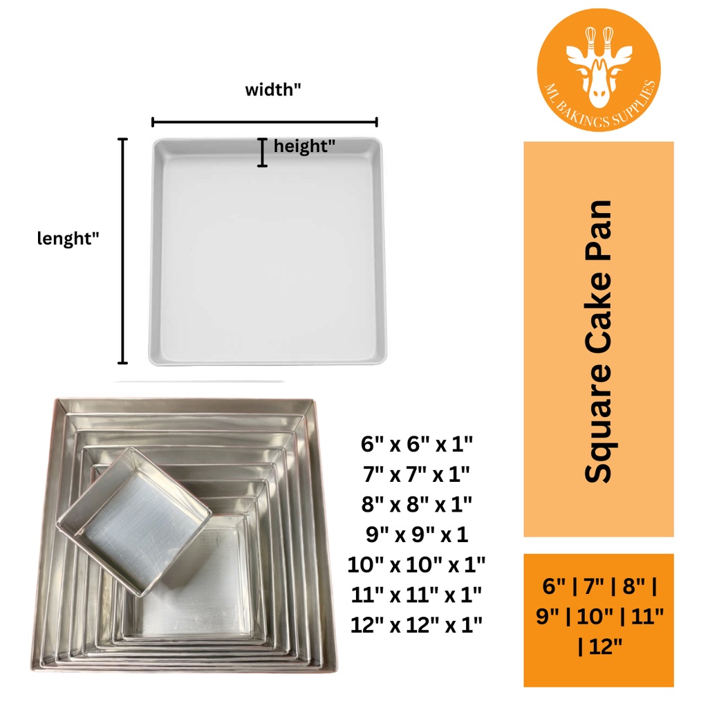 [READY STOCK] Aluminium Square Cake Mold/ Pan – 6/7/8/9/10/11/12 ...