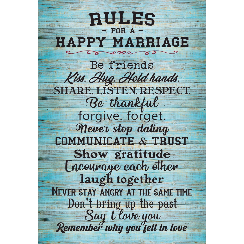Marriage Rules, Rules for a Happy Marriage canvasen Wall Decor Wedding ...