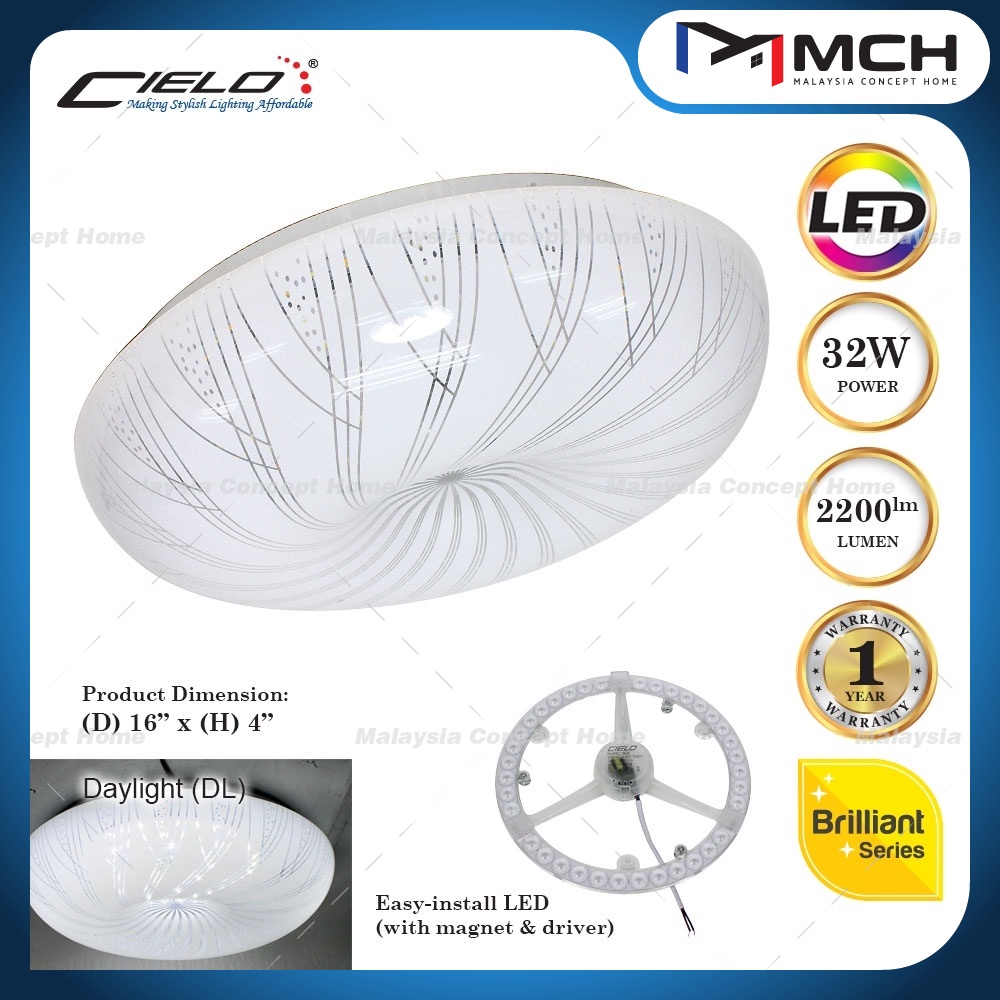 CIELO 32W LED SURFACE MOUNTED CEILING LIGHT DAYLIGHT | Shopee Malaysia