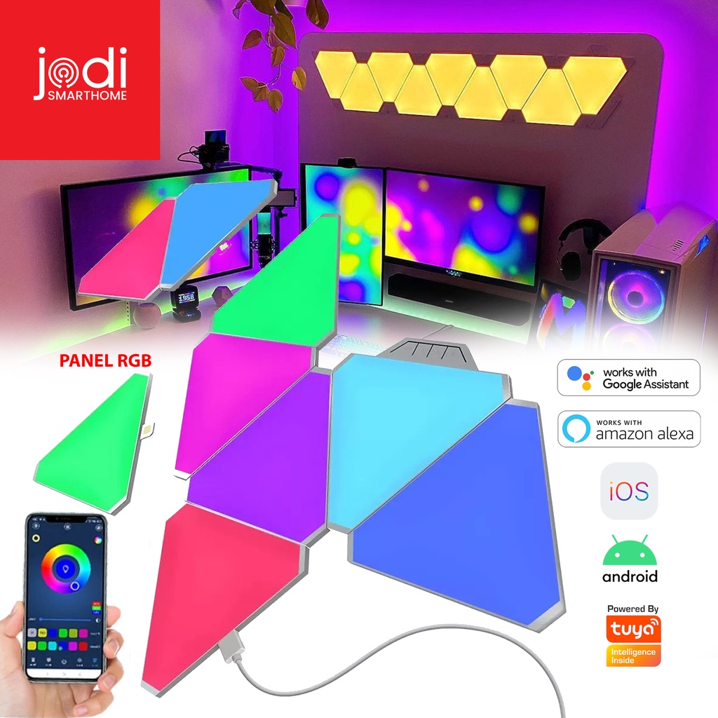 Jodi Smart Triangle Light panel RGB Auto Google Assistant for PC ...