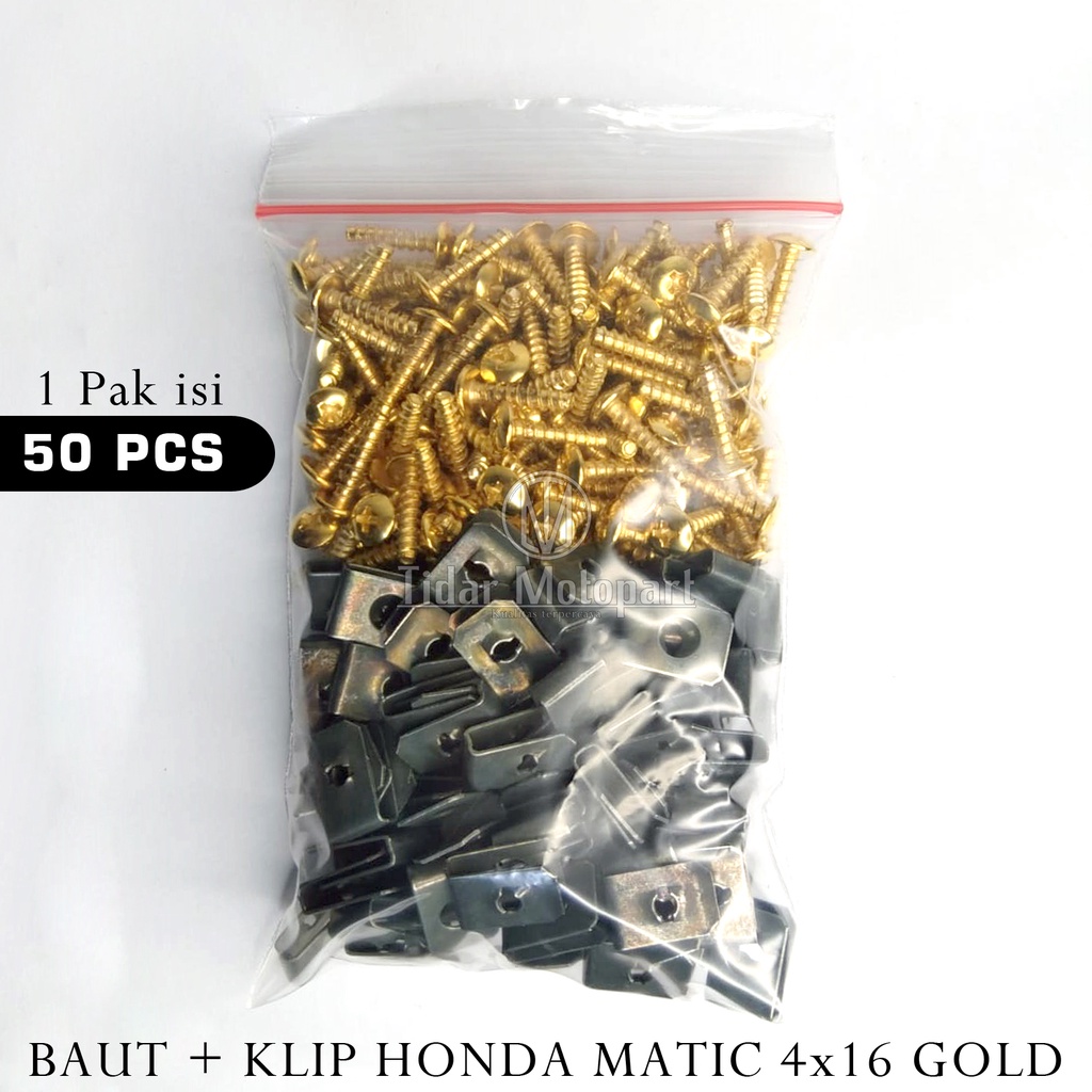 50 Pcs Vario Beat Clip Bolts 4x16 gold / Honda Clip Bolts All Types of ...