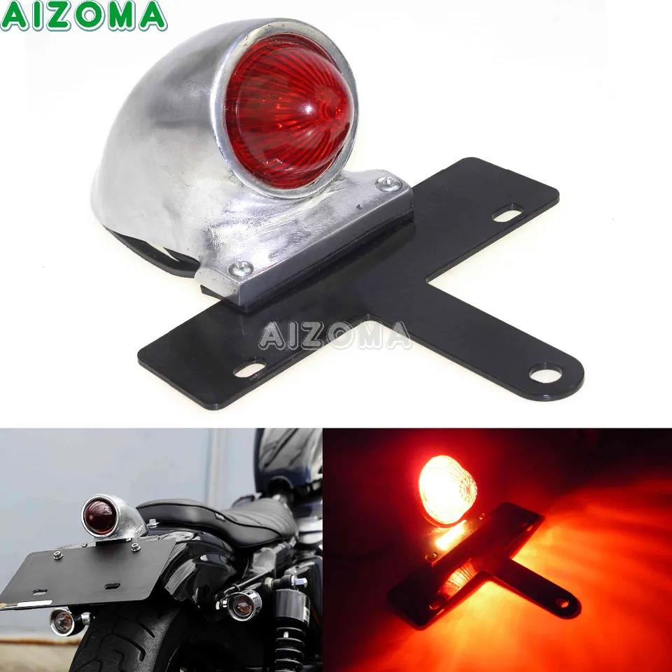 Motorcycle Mini Tail Light W/ License Plate Bracket For Harley Bobber ...