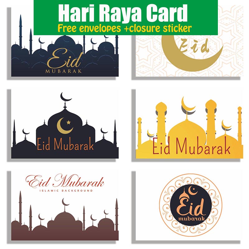 【12 pcs/set】Kad Hari Raya Cards Black Gold Gift Card for Hari Raya ...
