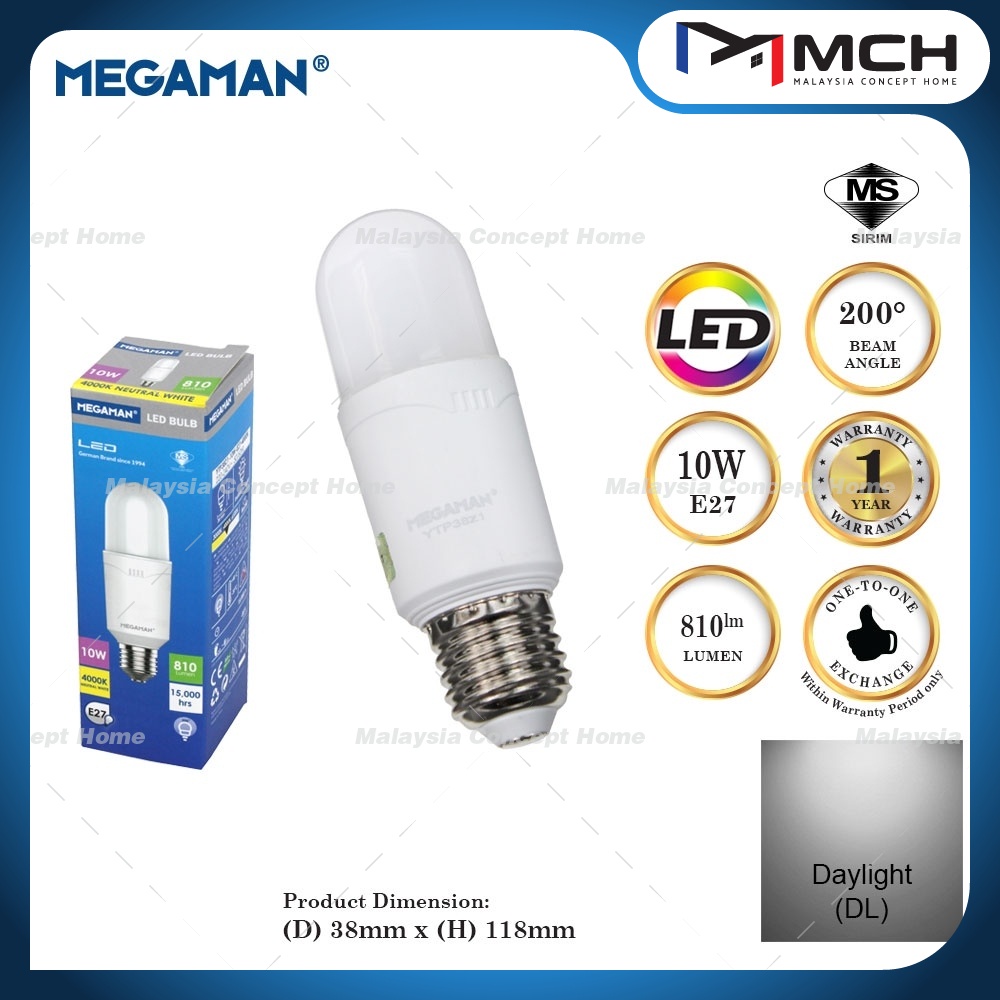 MEGAMAN 10W/15W E27 LED STICK BULB | Shopee Malaysia