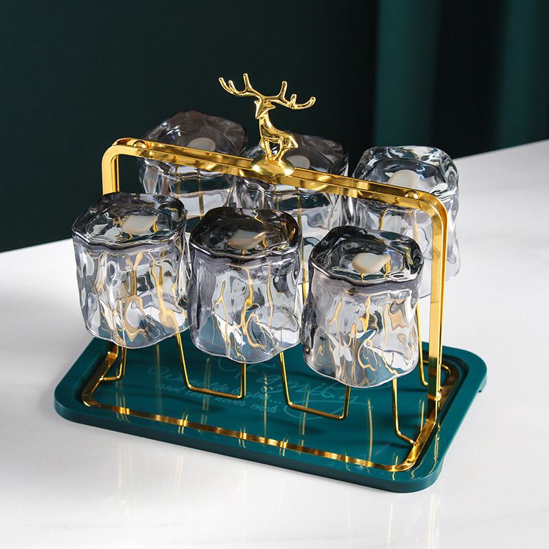 Pemegang cawan kreatif cahaya mewah cawan kaca saliran rak rumah gelas ...