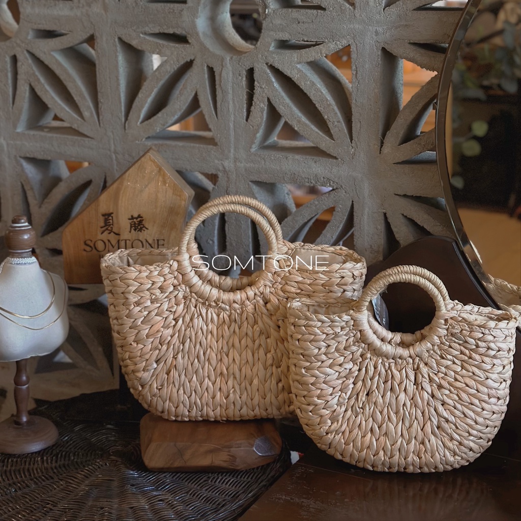 Korean Handmade Woman Tote Bag Shoulder Anyaman Straw Bag Handbag Beach ...