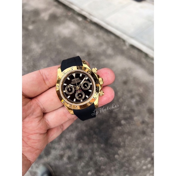Seiko Mods Daytona Black gold Seiko custom seiko modified silicon steap ...