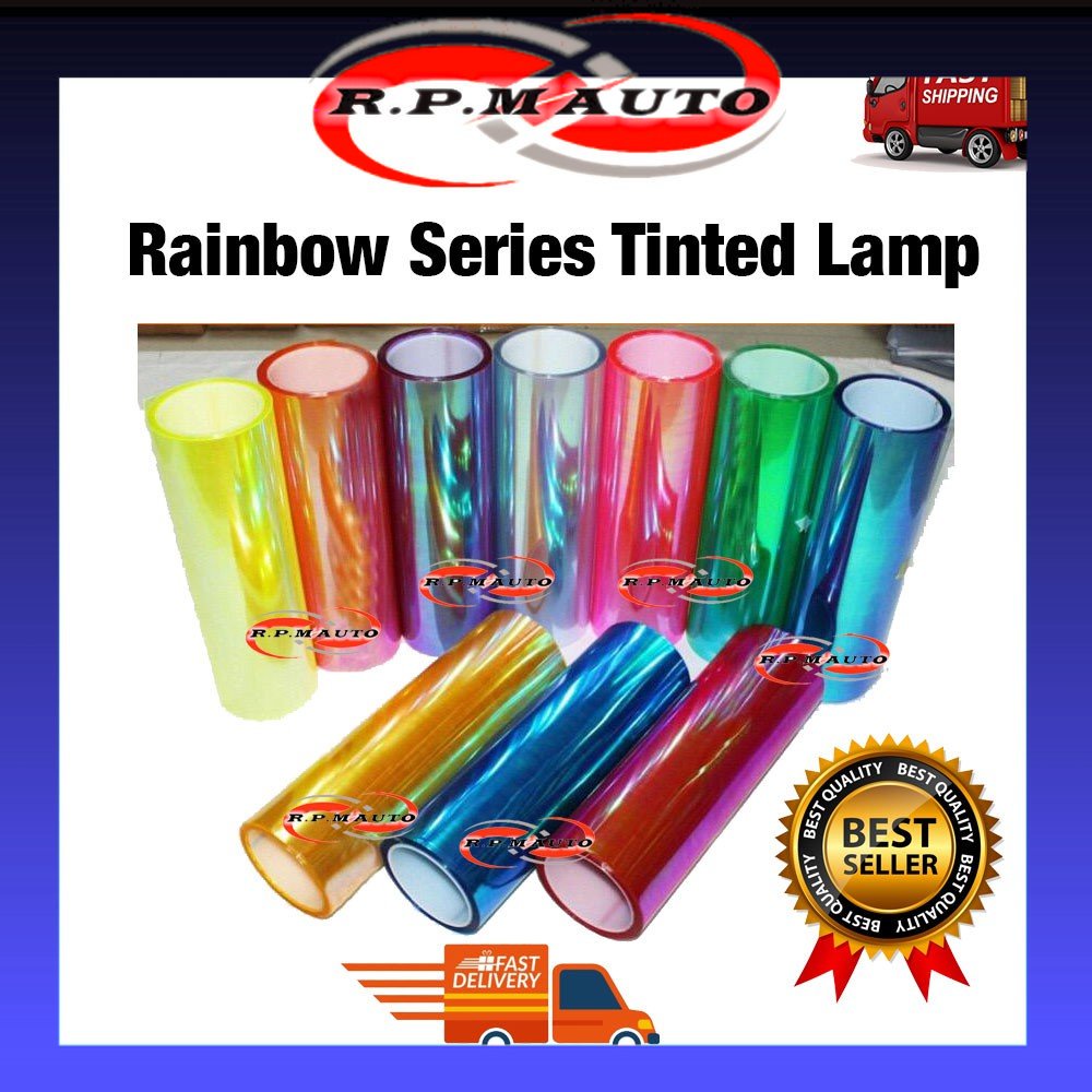 1Roll 9M*30cm Rainbow Series Tinted Lampu Tinted headlamp Tint ...