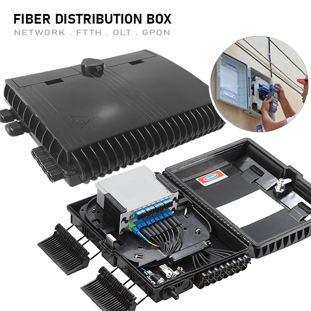 16 Core 8 Port Cable Termination Junction Distribution Box FTTX PLC ...