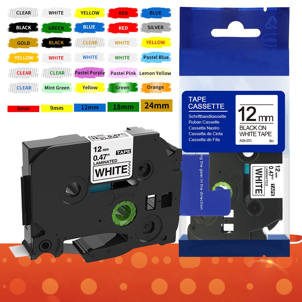 Compatible Tze Tape 6/9/12mm tze231 tze221 tze211 Compatible Brother ...