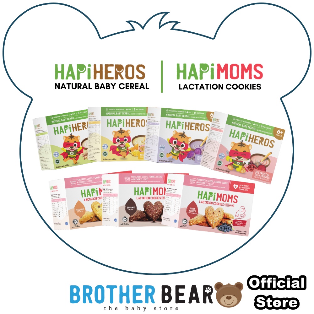 Hapi Heros Nat BB Cereal 200g (20gx10) / Hapi Moms Lactation Cookie Choc Chip (24gx8) | BROTHER ...