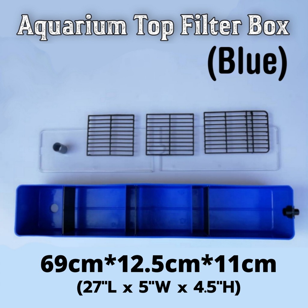 Blue Top Filter Box Aquarium Fish Tank Container - BLUE / TRANSPARENT ...