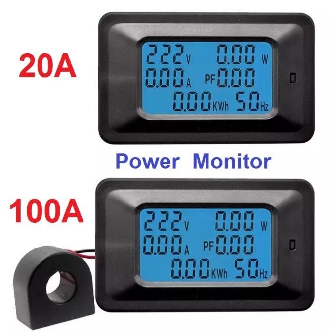 Watt KWH Meter Power Monitor Digital Power 20A 100A Wattmeter 6 in 1 AC ...