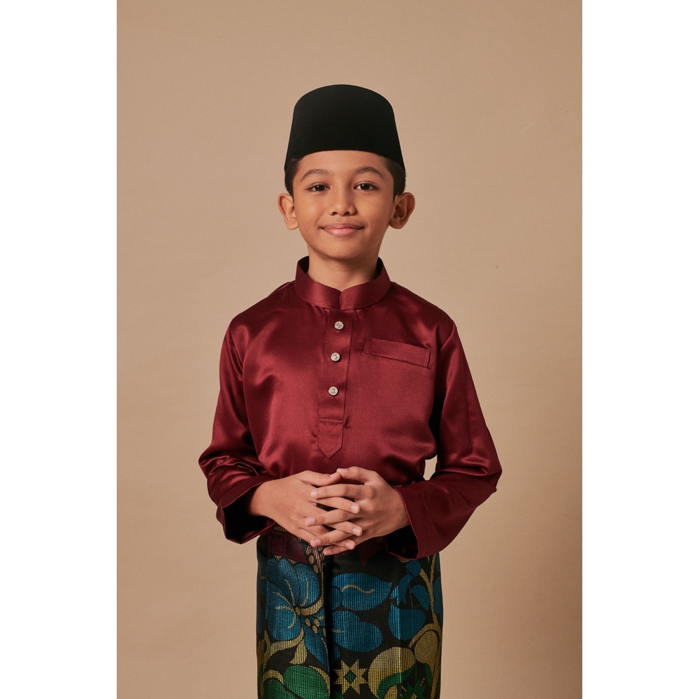 Baju Melayu Moden Asli Kids in Maroon | Shopee Malaysia