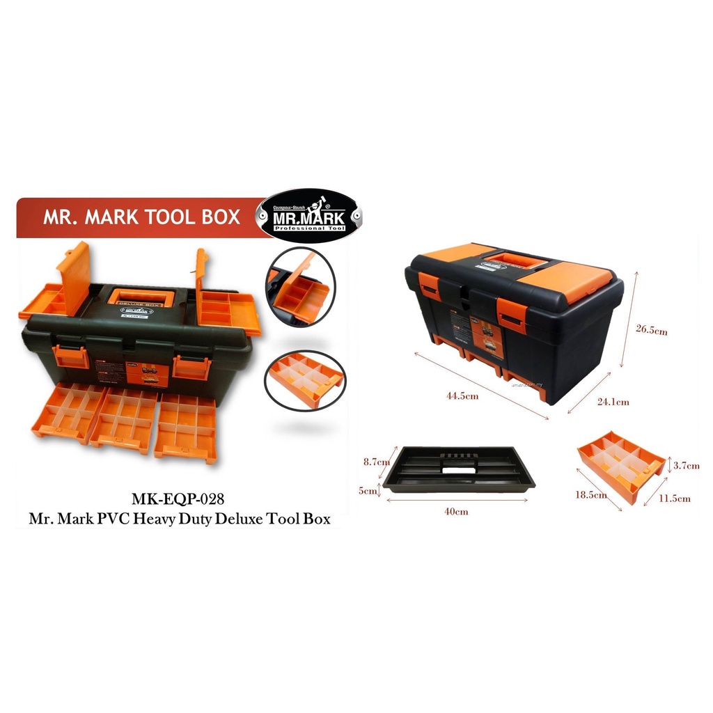Mr. Mark MK-028 (18") Ultra Resistant PVC Deluxe Tool Box | Shopee Malaysia