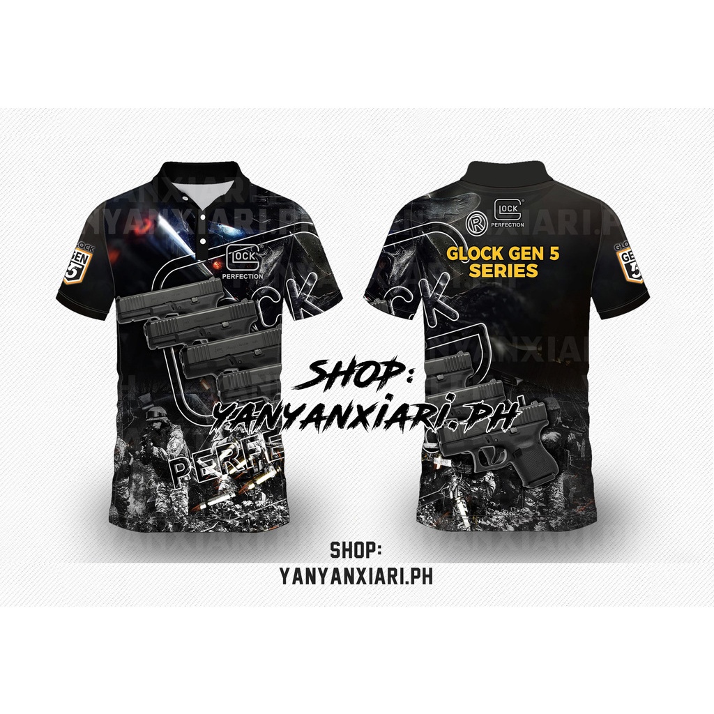 TACTICAL GLOCK GUN DESIGN POLO SHIRT-Excellent Quality Full Sublimation ...