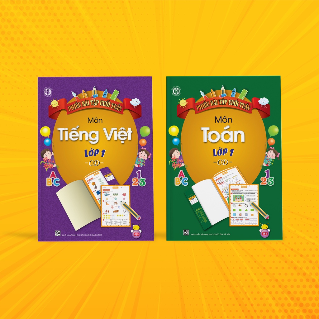 Books - Weekend exercise sheets Vietnamese Math grade 1 (2 books - Canh ...