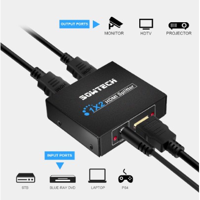 【1 đến 2】 HDMI SPLITTER FULL HD ASTRO / PC / DECORDER 1 TRONG 2 ĐẦU RA ...