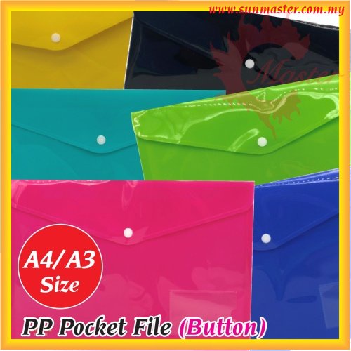 PP Pocket File with Button | A4 and A3 | Button Pocket File / Poket ...