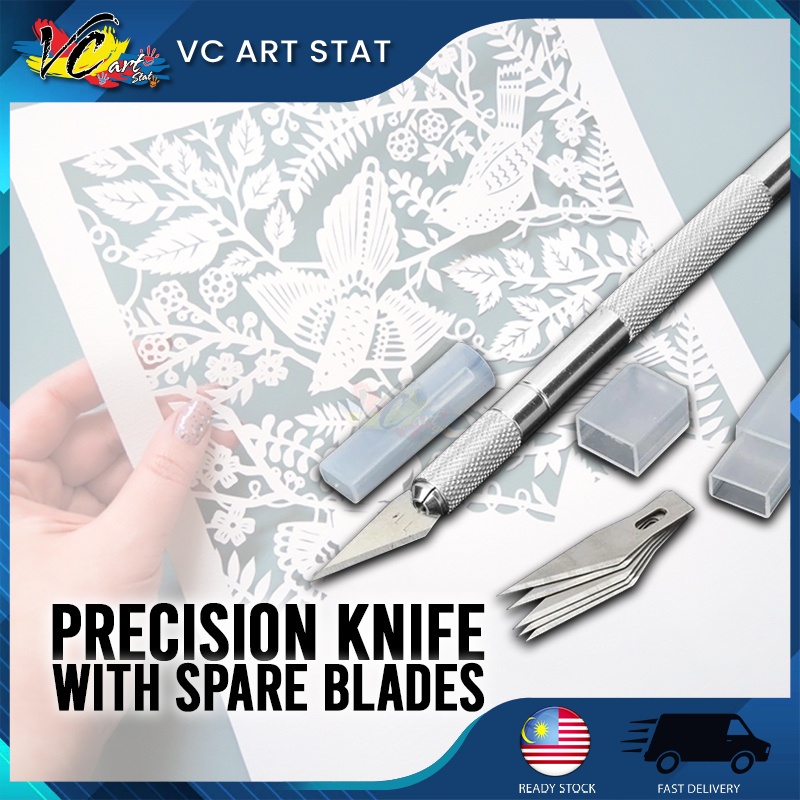 VC Art Easy Grip Precision Cutter with 5 Spare Blades - Craft Knife for ...