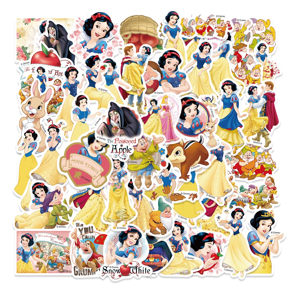 (Authorized) 50 pcs Snow White and the Seven Dwarfs Cartoon Waterproof ...