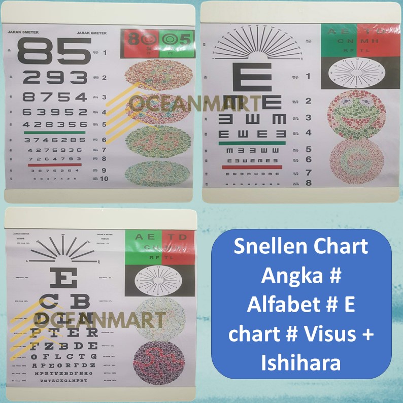 MATA Snellen Chart Premium Ishihara Alphabet Snellen Number E Chart ...