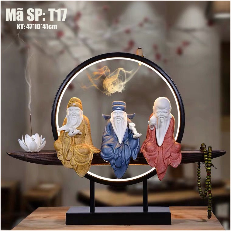 Phuc Loc Tho Statue Set Has led Ring Lights To Decorate The Living Room ...