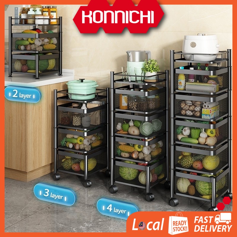 Stainless Steel 5 Layer Kitchen Rotating Rack Rak Dapur Rack Vegetable ...