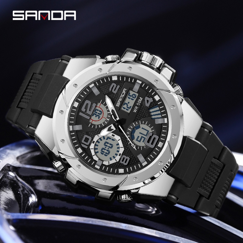 SANDA Multi-function Multi-display Sports Waterproof Men's Watch Luxury ...