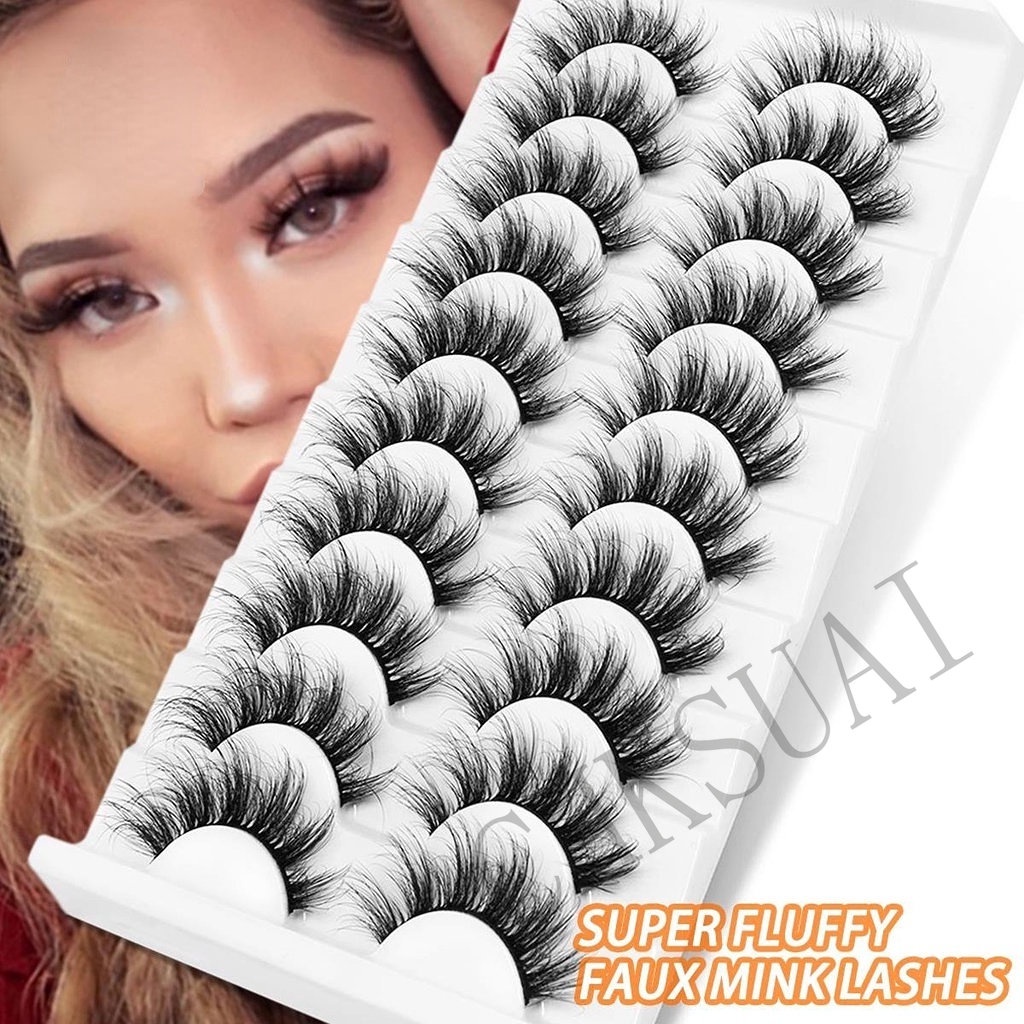 10 Pair Multipack 3D Soft Eyelashes Handmade Wispy Fluffy Long Lashes ...