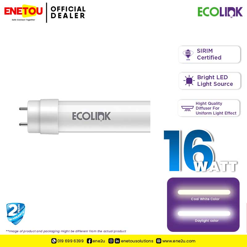 [10PCS] ECOLINK 16W LED TUBE 1200mm (740 | 765) | Shopee Malaysia